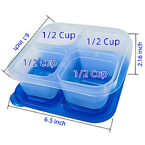 WEEK NINE Bento Lunch Boxes, Divided Bento Snack Box, 4-Compartment Reusable Meal Prep Food Containers for School, Work and Travel, Set of 5