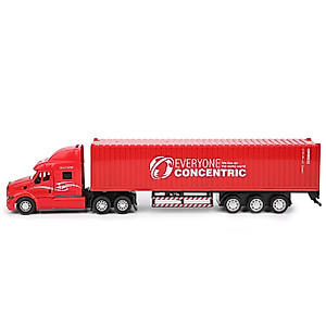 VBESTLIFE Pull Back Car Toy, High Simulation Alloy Container Truck Car Model with Sound Light Kid Vehicles Toys Cars & Race Cars Vehicles ((red))