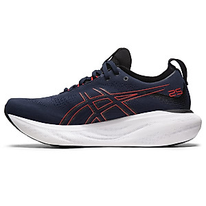 ASICS Men's GEL-NIMBUS 25 Running Shoes, 10, MIDNIGHT/ELECTRIC RED