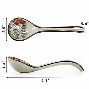 Cididu 8 Pcs Asian Ceramic Soup Spoons, Japanese Ramen Spoon with Long Curved Handle, Chinese Soup Spoon, Porcelain Tablespoon, Kitchen Serving Spoon for Miso, Noodles, Cereal, Wonton, Dumpling Rice