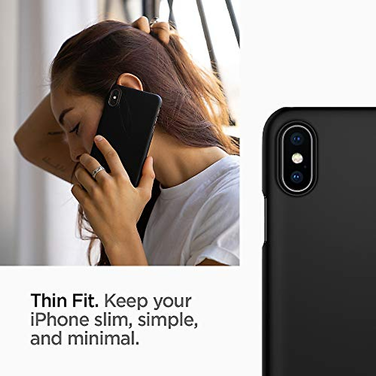 Spigen Thin Fit Designed for iPhone Xs Case (2018) / Designed for iPhone X Case (2017) - Matte Black