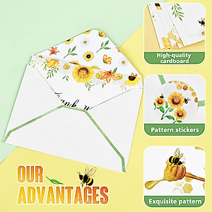 WERNNSAI Bee Thank You Card - 24 Sets Sunflower Thank You Cards with Envelopes for Kids Bumble Bee Blank Note Greeting Cards for Birthday Party 4" x 6"