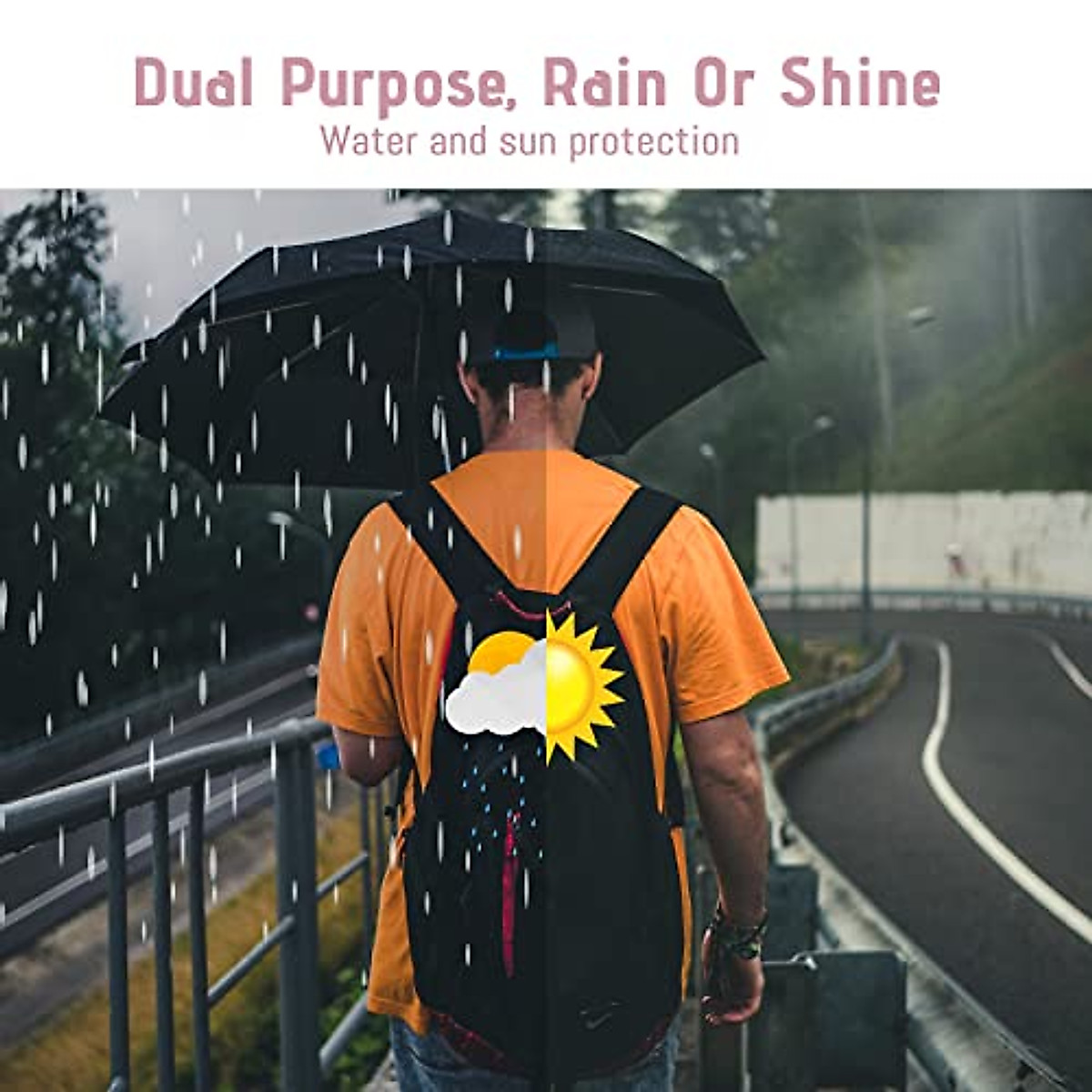 BangBoom Automatic Reverse Folding Umbrella Windproof Waterproof Inverted Sun Protection Umbrella with Reflective Tape, Portable Travel Umbrellas with Reinforced Frame for Rainy Sunny Days (Pink)