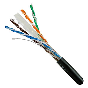 Vertical Cable Cat6, UTP, Gel Filled (Flooded Core), Direct Burial, 1000ft, Black, Bulk Ethernet Cable