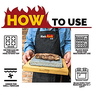 Black Rock Grill Restaurant-Grade Hot Stone Set - Extra-Thick Lava Stone for Superior Sizzling Steak Cooking.