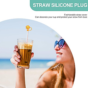 SEWACC 6 Pcs Straw Covers Silicone Straw Caps Reusable Drinking Straw Tips Lids Straw Toppers for Home Office