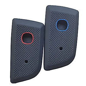 RUNZUIE 2Pcs Silicone Smart Remote Key Fob Compatible with 2023 2022 Acura RDX MDX Key Fob Cover 5 Buttons (Black with Red/Blue)