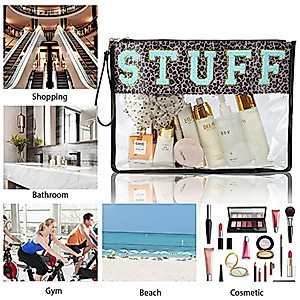 Monogram Clear Stadium Letter bags Chenille Letter Multi-purpose PVC Clear bags Clear purse beach bags for women Snack Makeup Tote bags with Wrist Strap on the beach………