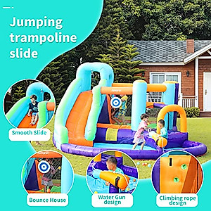 AirMyFun Inflatable Water Slide, Water Bouncy House for Wet and Dry with Climbing Wall, Jumping and Splash Pool,Water Bounce House with Slide for Big Kids