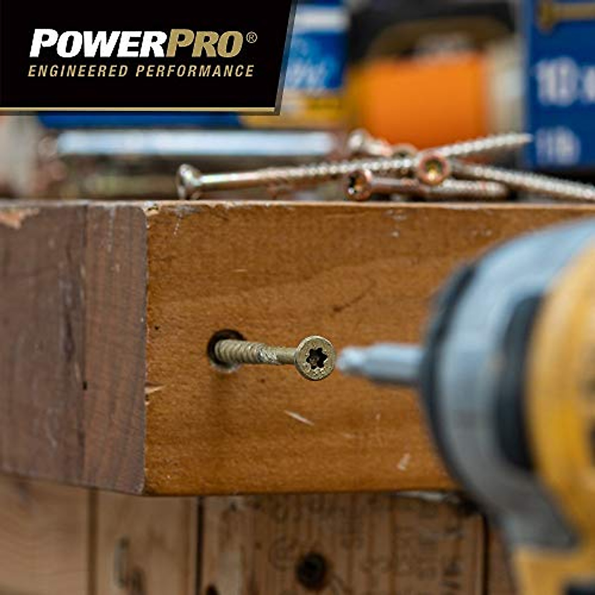 Power Pro 967774 Wood Screws, #8 x 1-3/4", Premium Outdoor Deck Screws, Rust Resistant, Epoxy Coated Bronze, 4000pcs Box