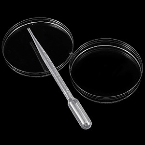 Plastic Petri Dish, ZEONHAK 50 PCS 90 mm Diameter x 15 mm Deep Sterile Petri Dish with Lid, Clear Culture Dish with 100 PCS 3 ml Transfer Pipettes for Lab, Science, Themed Party, Experiment