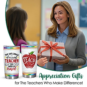 TEEZWONDER Teacher Appreciation Gifts for Women - 20 Oz Stainless Steel Insulated Coffee Tumbler With Lid - Teachers Day Graduation Appreciation Week Birthday Thank You Gifts for Teachers Women