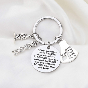 WSNANG Biology Chemistry Keychain Always Remember You Are Braver Stronger Smarter Than You Think Keychain Future Chemist Gift (Biology Chemistry Keychain)