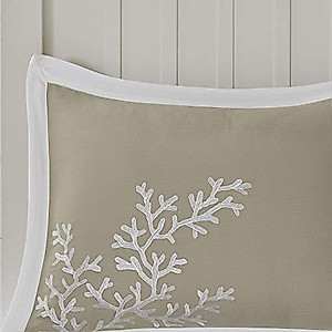 Harbor House Cotton Comforter Set-Coastal Oceanic Sealife Design All Season Down Alternative Bedding with Matching Shams, Bedskirt, Queen(92"x96"), Coastline, Coral Khaki, 6 Piece
