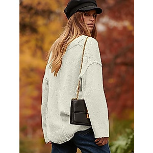 ANRABESS Women's Oversized Sweater Casual Off Shoulder Scoop Neck Long Batwing Sleeve Knit Baggy Slouchy Pullover Tunic Jumper Cute Warm Fall Winter Outfits Tops 38CH9-mibai-S