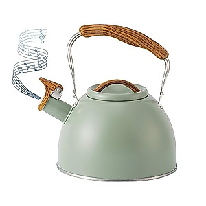 3L Whistling Tea Kettle for Stove Top,Teapot for Stovetop, Wooden Handle for Cool Toch▂20 * 23.5cm/7.78"*9.25"