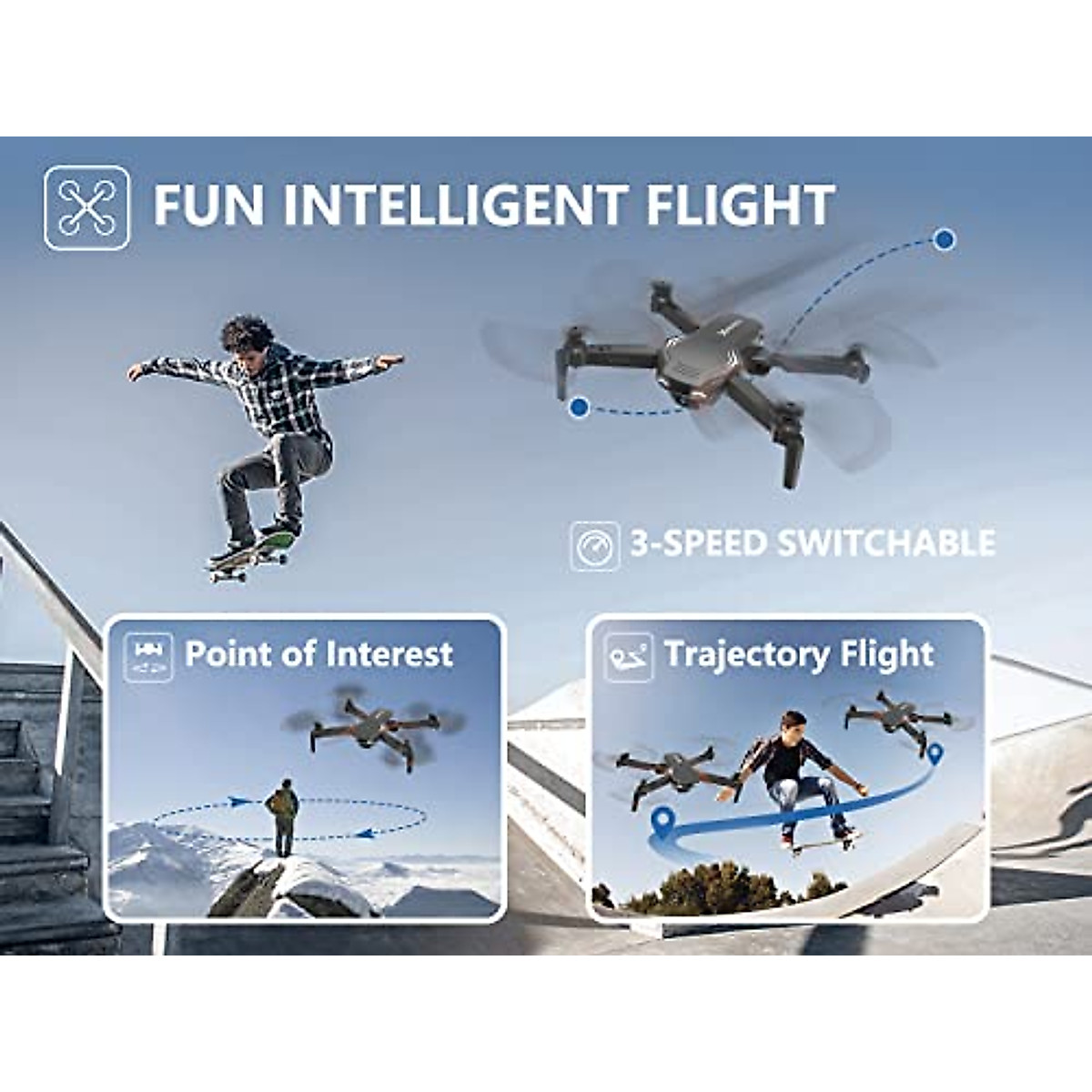 Heygelo S90 Drone with Camera for Adults, 1080P HD Mini FPV Drones for Kids Beginners, Foldable RC Quadcopter Toys Gifts for Boys Girls with Altitude Hold, Voice/Gesture Control, 3 Speeds, 2 Batteries