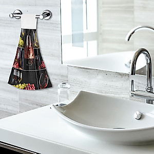 JSTEL Wine Hanging Dish Towels for Kitchen,2 Piece Absorbent Kitchen Hand Towels Wine Tea Towels Microfiber Dish Cloths for Drying Dishes