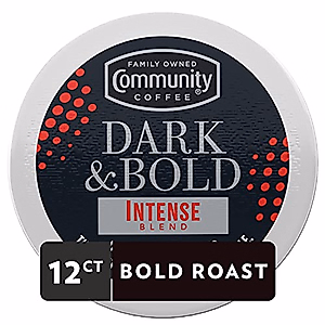 Community Coffee Dark & Bold Intense Blend 12 Count Coffee Pods, Dark Roast Compatible with Keurig 2.0 K-Cup Brewers, 12 Count (Pack of 1)