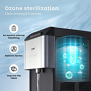Comfee Ozone Self-Cleaning Bottom Loading Water Cooler, Quick Cooling Water Dispenser with 3 Temperature Settings, Safety Child Lock, Stainless Steel
