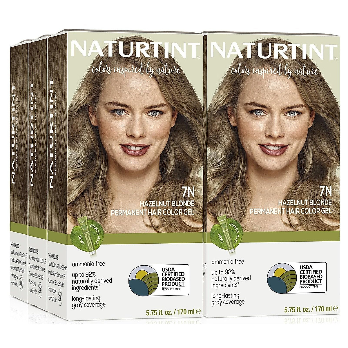 Naturtint 7N Hazelnut Blonde Permanent Hair Color (Pack of 6), Ammonia Free, Vegan, Cruelty Free, up to 100% Gray Coverage, Long Lasting Results (Packaging may vary)