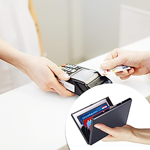 cobee Metal RFID Credit Card Holder, 2 Pieces Stainless Steel Credit Card Case Protector Business Card Wallet Slim ID Card Holders 6 Card Slots for Men Women