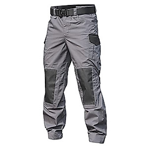 Men's Tactical Military Equipment Soldier Army Training Trouers Solid Multi Pockets Combat Pants Gray M