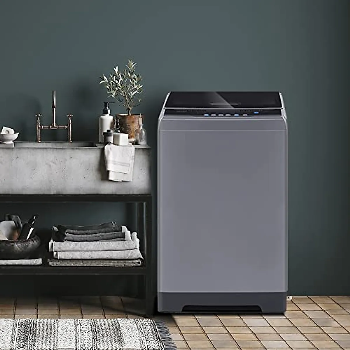 COMFEE’ 1.6 Cu.ft Portable Washing Machine, 11lbs Capacity Fully Automatic Compact Washer with Wheels, 6 Wash Programs Laundry Washer with Drain Pump, Ideal for Apartments, RV, Camping, Magnetic Gray