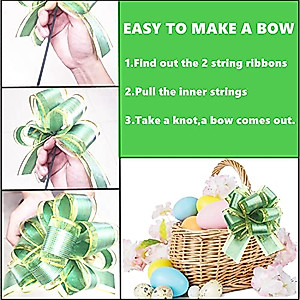 GUIFIER 20 Pack 6" Pull Bows Gift Wrapping Bows, Large Pull Bow with Ribbon, Gift Wrap Bow Knot Ribbons Present Bows, Pull Flower Ribbon Bows for Gift Baskets, Birthday, Party, Christmas - Green