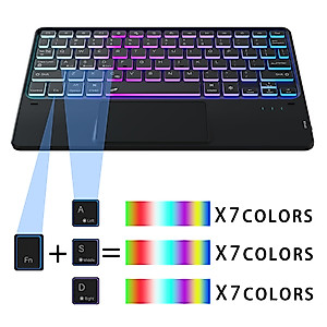 for iPad Air 11 inch (M2) 2024 & iPad Pro 11 inch 4/3/2/1.Generation & iPad Air 5/4 10.9 inch Case with Detachable Keyboard : 7 Color Backlight Tablet Keyboard Cases with Touchpad & Pencil Holder