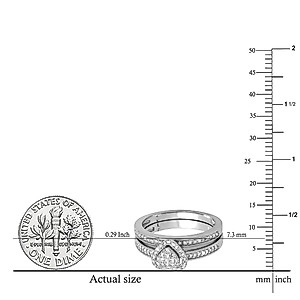 Dazzlingrock Collection 0.23 Carat (ctw) Round White Diamond Heart Shaped Engagement Ring Set for Women in 10K White Gold, Size 7