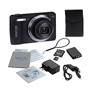 Minolta 20 Mega Pixels Wifi Digital Camera with 12x Optical Zoom & HD Video with 2.7-Inch LCD, Black (MN12Z-BK)