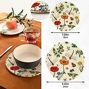 Decorative Trivets Set for Hot Pots Dishes Heat Resistant, Dragonfly Floral Pans Hot Mats Pads for Kitchen Counter Tops Dining Washable Pot Holder Coasters