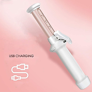 Mini Cordless Curling Iron,30W 2 in 1 USB Rechargeable Ceramic Hair Curling Wand Travel Hair Straightener Curler for Hair Styling, Wet and Dry Use (white)