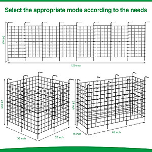 16 Pack Decorative Garden Fence Outdoor 24in x 11ft Coated Metal RustProof Landscape Wrought Iron Wire Border Folding Patio Fences Flower Bed Fencing Barrier Section Panels Decor Picket Edging