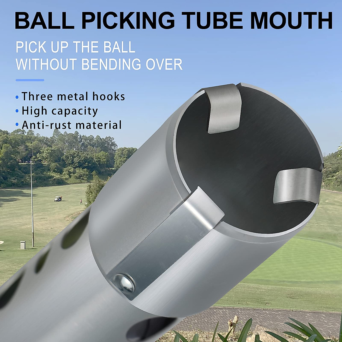 Golf Ball Retriever Professional Picker Durable Aluminum Golf Ball Shag Tube Release Retrievers Collector Practice Pick-up Sucker Tool, 39 Inch