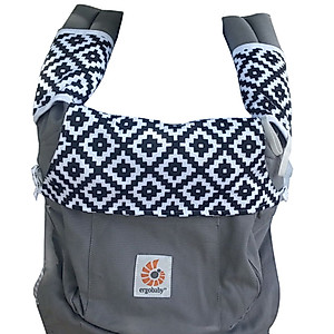 Drool & Teething Pad | Fits All Carriers | Reversible Organic Cotton 3-Piece Set - Ideal for Infant Toddler Girls & Boys [Patent Pending]