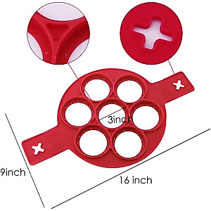 Flip N Cook Silicone Pancake Mold, Flip'n'cook Pancake, Flip and Cook Pancake Maker, Flip and Cook Silicone Pancake Maker, Flip'n'cook Silicone Pancake Mold (Red-Round)