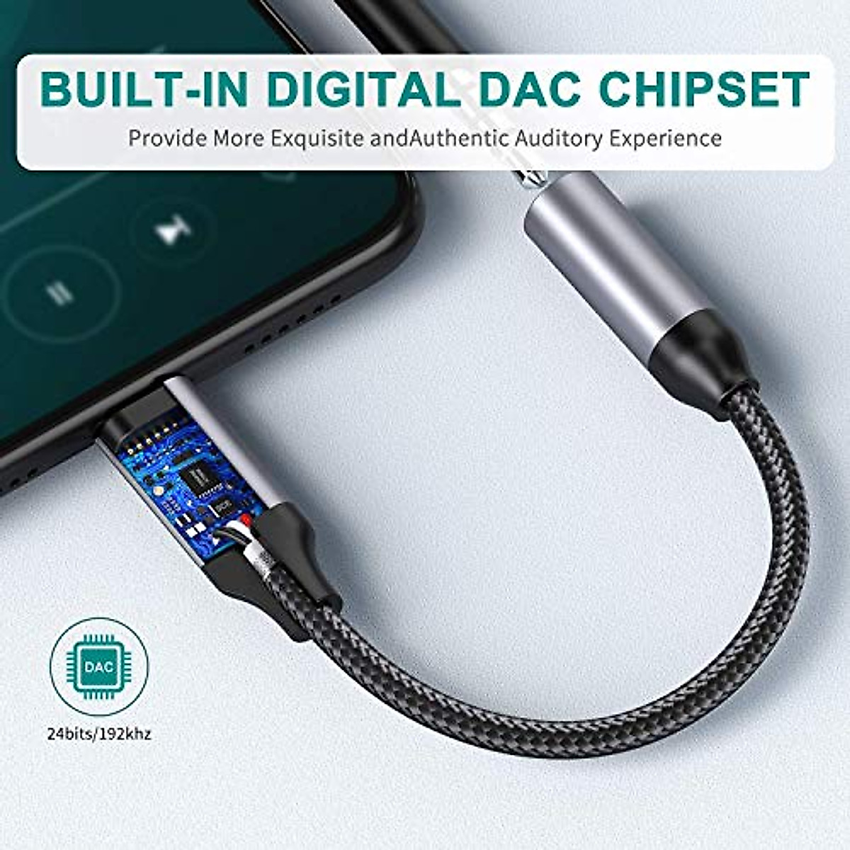 (SGS Certified Hi-Fi DAC) USB-C to 3.5mm Headphone Adapter - Al Alloy Head for Samsung Galaxy S23/S22/S21 Ultra, Note10, Google Pixel 7/6/5/4/3/2, MacBook, iPad Pro & More - Type C to Aux Dongle