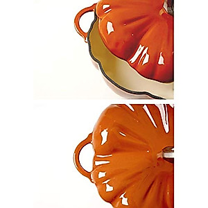MYYINGBIN Orange Pumpkin Enamel Cast Iron Pot with Non-Stick Coating, Versatile Saucepan with Lid, Easy to Clean Casserole Stewpot, 3.76L