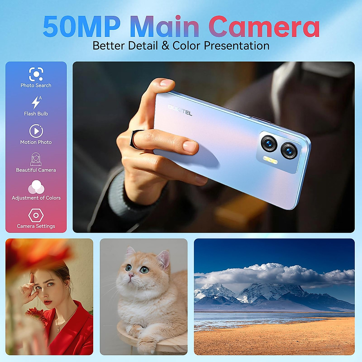 OUKITEL C35 - Cell Phone, 24GB RAM+256GB ROM Android 13 Phone, 50MP+8MP Camera, 6.56" HD+ Display Unlocked Phones, 5150 mAh Battery Mobile Phones,4G Dual SIM T-Mobile Smartphone, Face ID/GPS, Blue