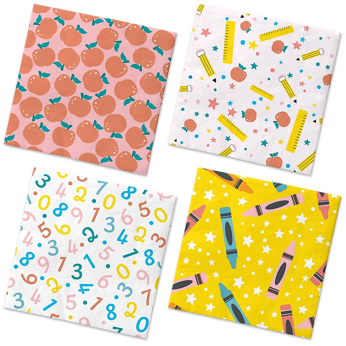 40Pcs Back to School Napkins-School Theme Ruler Apple Alphabet Paper Napkins First and Last Day of School Preschool Kindergarten Graduation Decoration