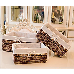 Handmade Woven Maize and Hyacinth Storage Basket,Kingwillow, (Set of 3)