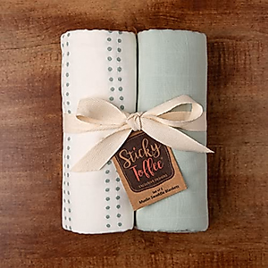 Muslin Swaddle Baby Blankets for Girl or Boy, Soft and Breathable Oeko-Tex Cotton Muslin Baby Blanket, Newborn Swaddling Wrap, Receiving Blanket, 47 in x 47 in, Mint Green and Cream Dots