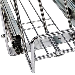 Household Essentials Glidez Multipurpose Chrome-Plated Steel Pull-Out/Slide-Out Storage Organizer for Cookware and Bakeware - 2-Tier Design - Fits Standard Size Cabinet or Shelf, Chrome