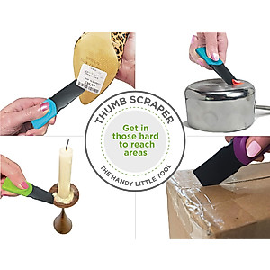 FusionBrands Thumb Scraper Tool, 2 Pack – Save Your Manicure – A Multi-Use Plastic Scraper, Ideal for Removing Price Stickers, Tags, Wax, Grime, Gum and More – Nylon with Non-Slip Grip