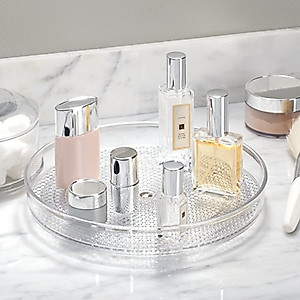 iDesign Clarity Lazy Susan Turntable Cosmetic Organizer for Vanity Cabinet, Bathroom, Kitchen Countertop to Hold Makeup, Beauty Products, 9" x 9" x 1.75" - Clear