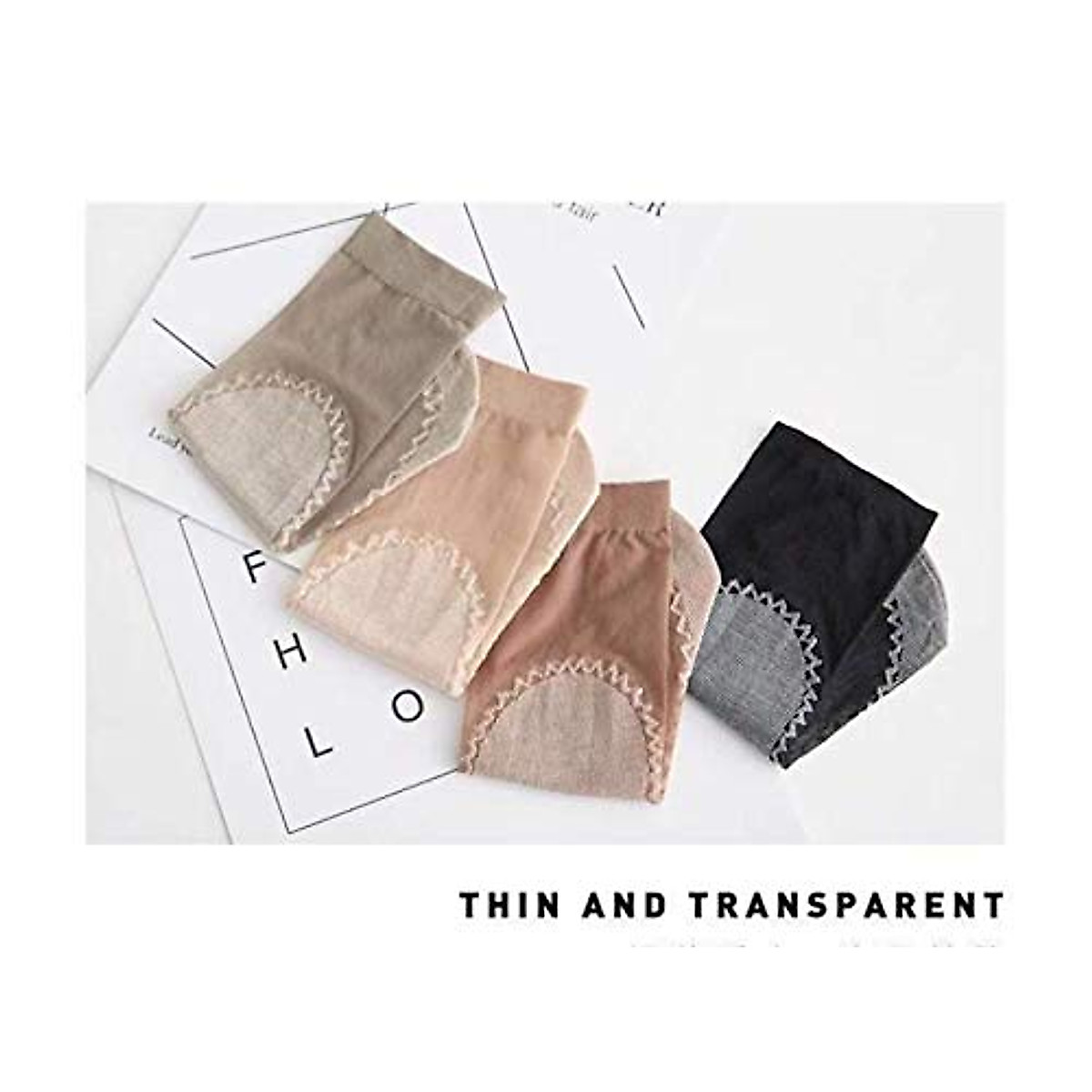 ausuky 10x Ladies Women Nylon Elastic Short Ankle Sheer Stockings Silk Short Socks, Medium, Grey