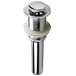 Polished Chrome Pop Up Sink Drain without Overflow, Bathroom Faucet Vessel Vanity Sink Drain Stopper