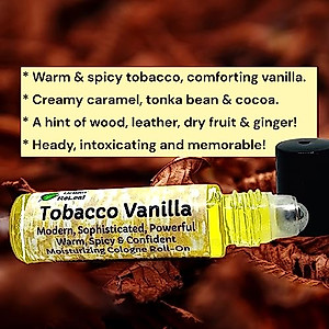 Urban ReLeaf Tobacco Vanilla Cologne Oil Roll-On. Warm, Spicy, Confident. Modern, Sophisticated, Powerful. Fragrance Oil, Jojoba, Alcohol-Free Perfume. Unisex. Made in USA. Fits in pocket!